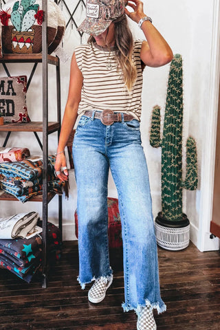 PRICKLE & POLLY - Stripe Tee - brown – The Little Red Fox